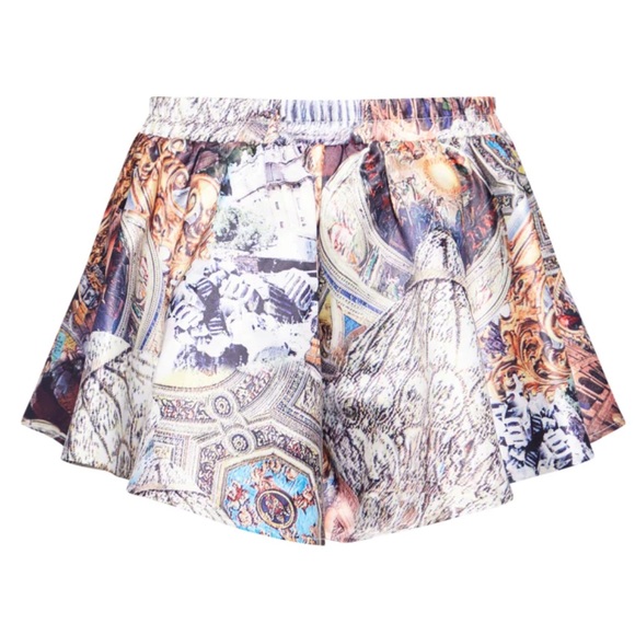 PrettyLittleThing | Shorts | Renaissance Print Satin Shorts | Poshmark